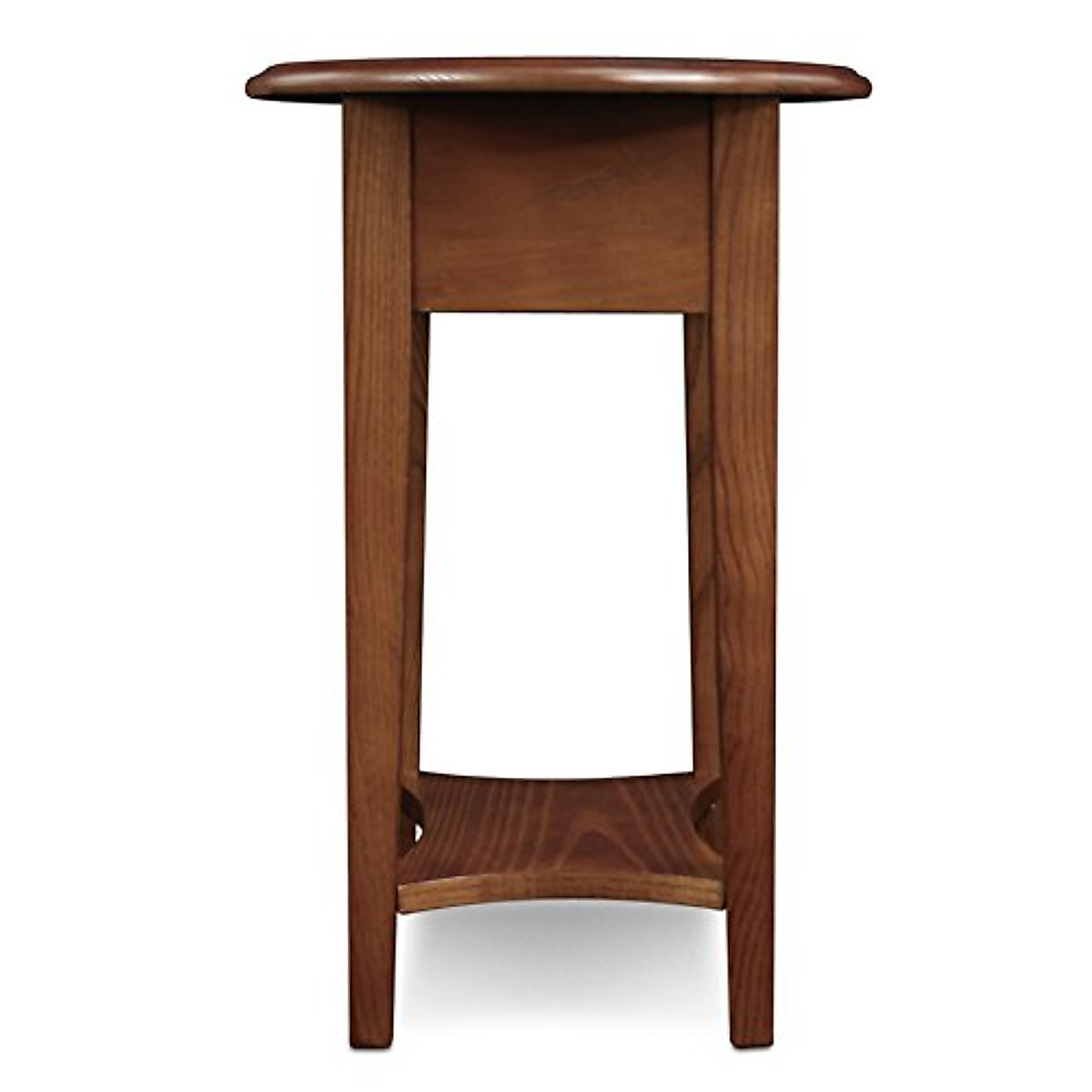 Leick Home 9042-MED One Drawer Oval Side Table with Shelf, Medium Oak