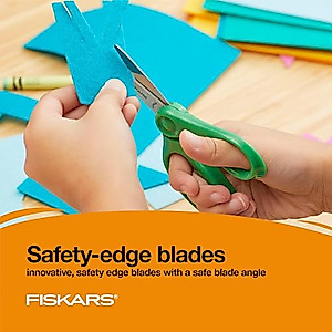 Fiskars 5" Pointed-Tip Scissors for Kids Ages 4-7, Scissors for School or Crafting, Back to School Supplies, Red