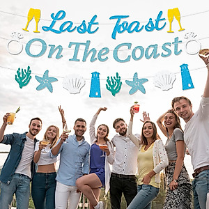 Joybileefun Blue Bachelorette Party Decorations - 3PCS Last Toast on The Coast Bachelorette Decorations Last Toast on The Coast Banner for Bridal Shower Wedding Engagement Party Supplies