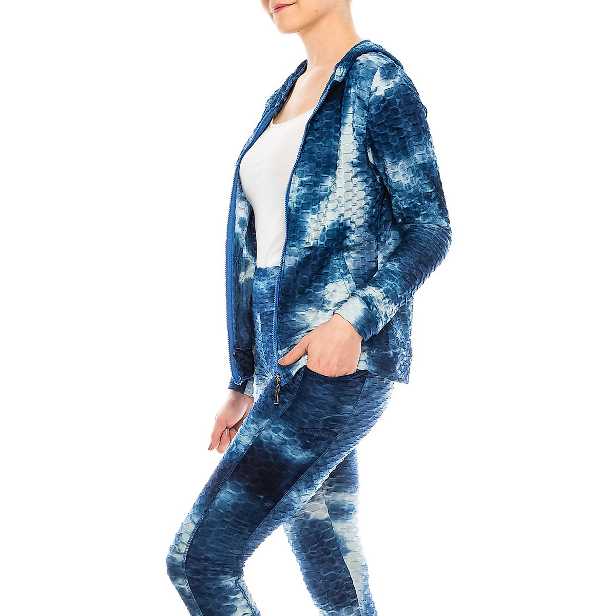 LA12ST Women's High Waist Yoga Pants Tummy Control Workout Ruched Butt Leggings Jacket Set Black