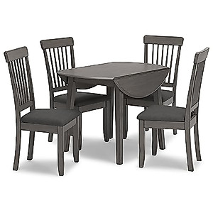 Signature Design by Ashley Shullden Casual Round Dining Small Drop Leaf Table, Seats up to 4, Gray