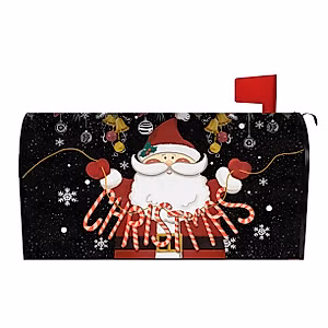 Merry Christmas Mailbox Cover 21x18 Inch, Christmas Santa Claus Post Letter Box Covers, New Year Holiday Xmas Magnetic Waterproof Mail Wraps for Outdoor Yard Garden Standard Mailbox Decor