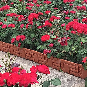 Garden Edging Set Plastic Fence, Imitation Stone Fence, Garden Edging Border Imitation Stone Brick, for DIY Decorative Patios Lawn Paths Landscape Walkways Flower Beds Border-10pcs