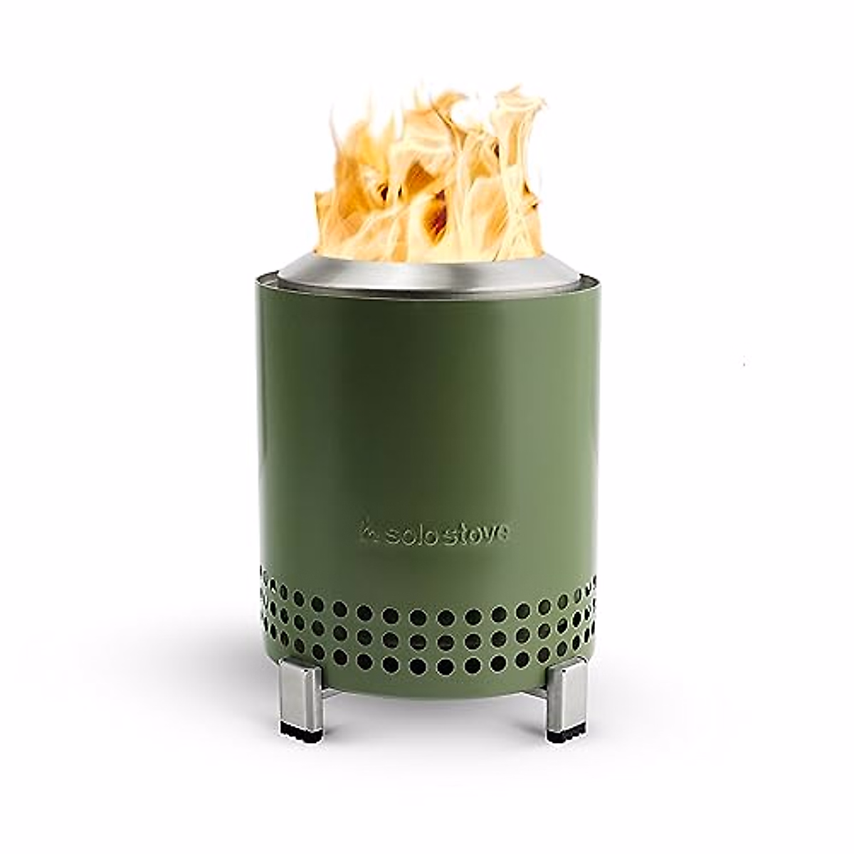 Solo Stove Mesa Tabletop Fire Pit with Stand | Low Smoke Outdoor Mini Fire for Urban & Suburbs | Fueled by Pellets or Wood, Stainless Steel, with Travel Bag, 6.9 x 5.1 in, 1.4lbs, Deep Olive
