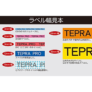 King Jim SK12Y Tepra PRO Tape Cartridge, Color Label (Fluorescent Color), 0.5 inches (12 mm), Fluorescent Yellow/Black Character, Length 16.4 ft (5 m)