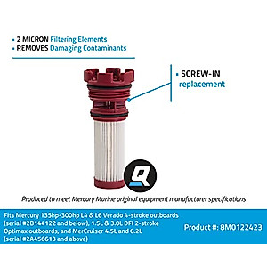 Quicksilver by Mercury Marine 8M0122423 Fuel Filter Element for Select Mercury and Mariner Outboards and MerCruiser Sterndrive Engines