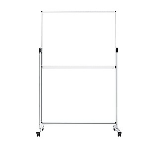 VIZ-PRO Mobile Room Divider/Office Partition, Double-Sided Magnetic Whiteboard 48"Wx72"H