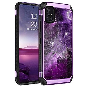 BENTOBEN Galaxy A51 4G Case (NOT Fit 5G Version), Slim Glow in The Dark Shockproof Protective Dual Layer Hybrid Hard PC Soft TPU Bumper Nebula Space Design Phone Case for Samsung Galaxy A51 4G, Purple