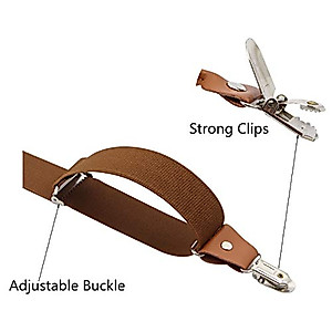 Timiot Men’s Y-Back 4 Metal Clip Elastic Wide Suspenders Perfect For Both Casual&Formal (Coffe)