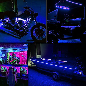 echosari Blue Led Strip Lights Waterproof Battery Operated with Remote, 8 Modes, Dimmable, Timer, Self-Adhesive, Cuttable, 3M 90Led Battery Strip Led Light for Indoor Outdoor Decor