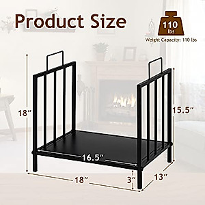 Tangkula Firewood Rack, Heavy Duty Logs Stand Stacker with Convenient Side Handles, Sturdy Steel Frame & Raised Legs, Metal Log Holder Stand for Indoor Fireplace, Outdoor Patio Fire Pit Stove, Black