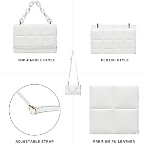 YIKOEE Mini Purse for Women with Detachable Plastic Chain Strap (White)