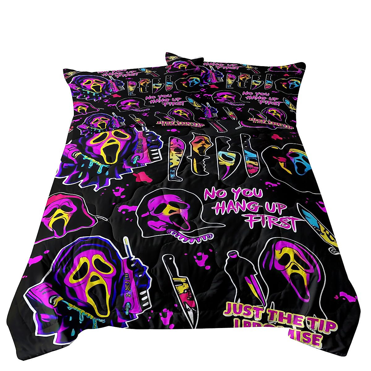 BlessLiving 3PCS Ghost Face Comforter Set Twin Size for Boys Girls Teen Bed Set Halloween Christmas Bedroom Decor Soft Warm Lightweight Design Bedding Set Include 1 Comforter and 2 Pillow Shams