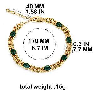 FRUMOS Dainty Layering Bracelets for Women 18 k Gold Plated Fashion Adjustable Chunky Cuban Paperclip Link Chain Bracelets Jewelry for Women Girls Gift (Colored stone knot Cuba chain)