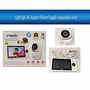 UpBright 5V AC/DC Adapter Compatible with VTech VM901 5" Smart Wi-Fi 1080p Pan Tilt Video Baby Monitor VM 901 BU Camera PU Parent LCD VTPL VT05EUS05100 5VDC 1A 5.0V 1.0A Power Supply Charger (Barrel)