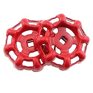 KKUANG 2PCS External Tap Handle Hollowed Out Round Wheel Cast Steel Valve Handwheel Square Hole 8x8mm Red Faucet Gate Shut Off Valve Handle for Patio Bathroom Toilet Kitchen Drainage