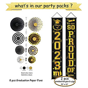 Marte&Joven Graduation Decorations Class Of 2023 - Graduation Party Supplies Including Congrats Grad Banners, Porch Sign, Paper Fans, Balloons, Foil Curtains for Graduation Party Decorations