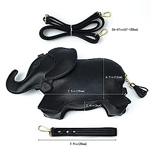 Rejolly Elephant Shaped Crossbody Bag for Women Shoulder Handbag PU Leather Wristlet Clutch Purse Cute Funny Animal Small Bag Black