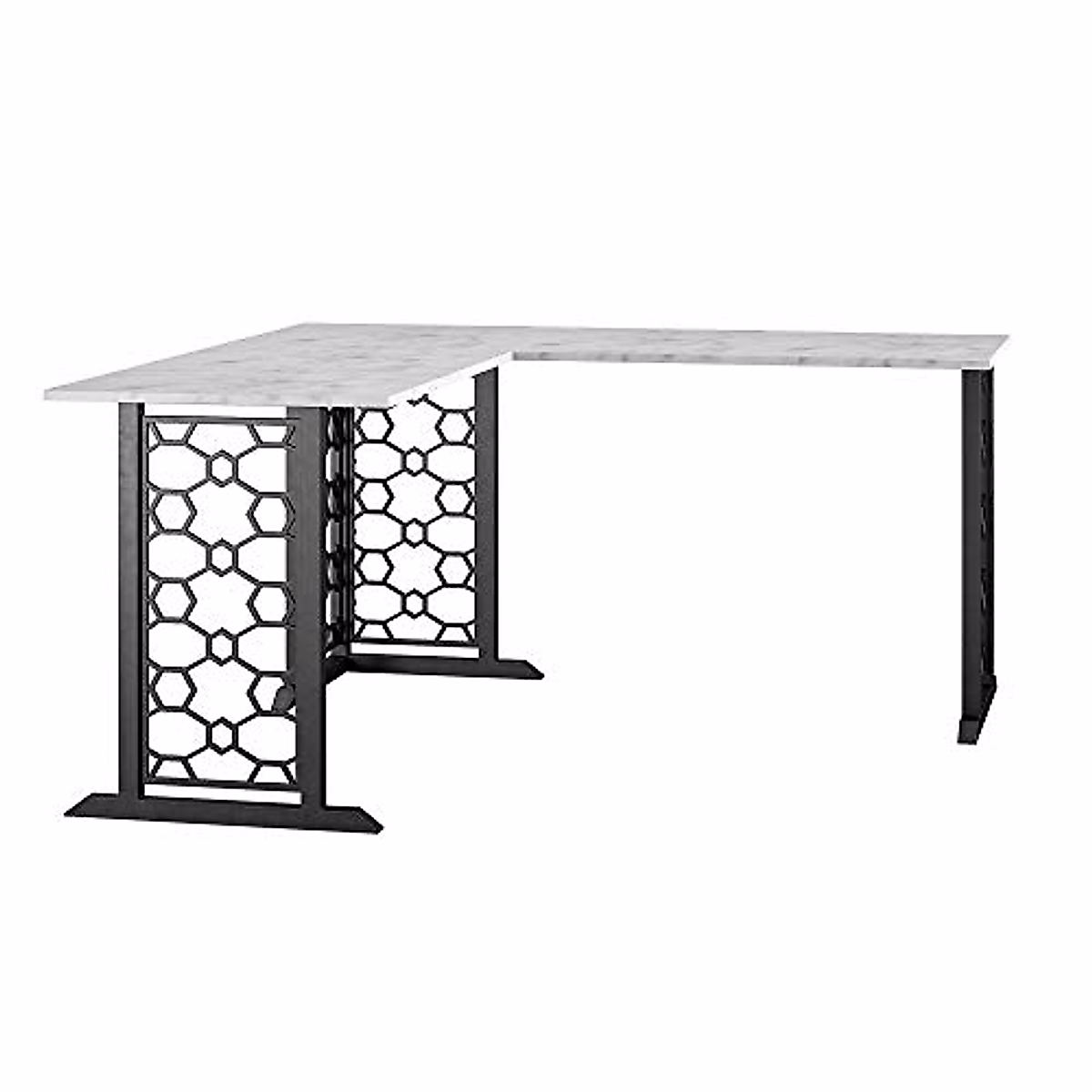 CosmoLiving by Cosmopolitan Ella L, White Marble/Black Desk