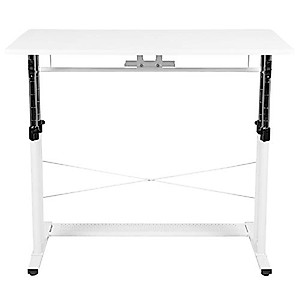 Flash Furniture Height Adjustable (27.25-35.75"H) Sit to Stand Home Office Desk - White