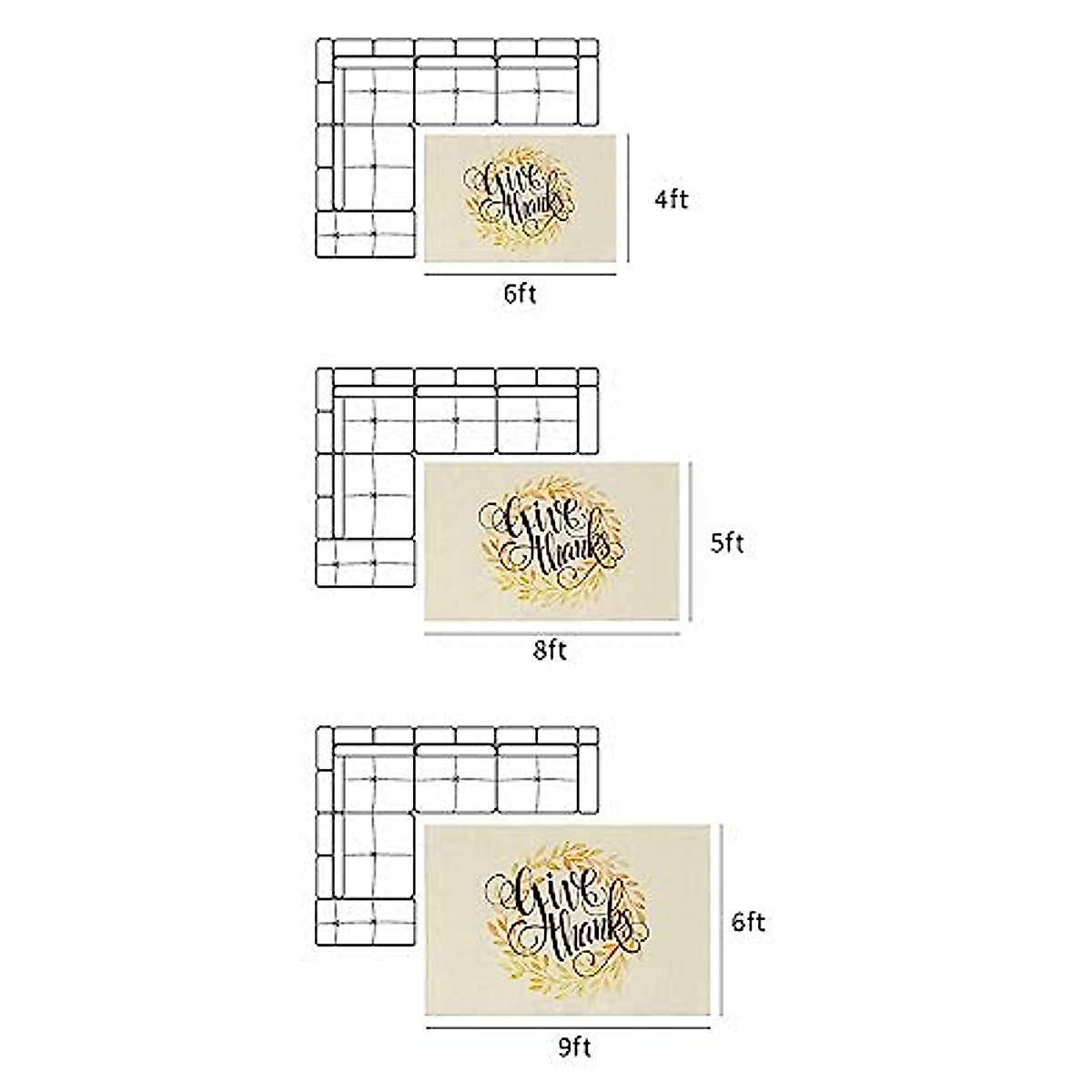 JasmineM Autumn Leaf Thanksgiving Outdoor Rug Mats, Waterproof Outdoor Plastic Straw Rug 4'x6' for Patio, Fall Retro Indoor Outdoor Area Rug for Front Door, Deck, Picnic, Porch, Balcony