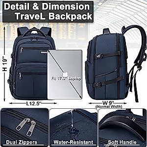 Otevan Travel Backpack for Men Women,45L Carry On Backpack Flight Approved,Large Laptop Backpack,Expandable Luggage Backpack Water Resistant Bookbag Weekender Overnight Bag Daypack Fit 17 Inch