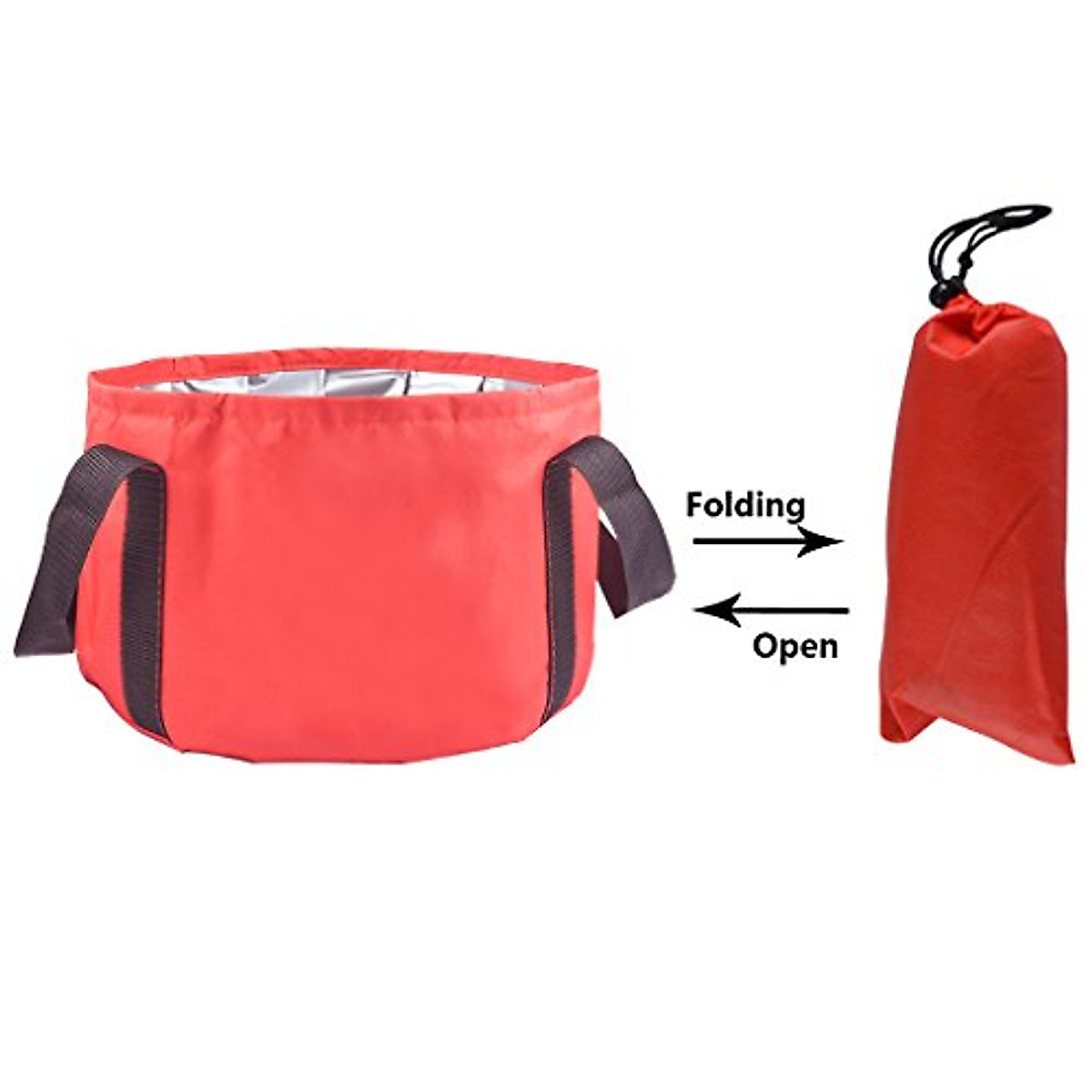 HOOYEE Multifunctional Portable Wash Basin Folding Bucket (Red)