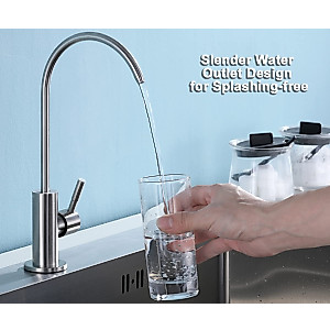 ESOW Kitchen Water Filter Faucet, 100% Lead-Free Drinking Water Faucet Fits Most Reverse Osmosis Units or Water Filtration System in Non-Air Gap, Stainless Steel 304 Body Brushed Nickel Finish