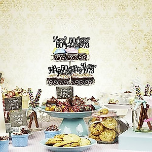 30 PCS Vintage 1973 Cupcake Toppers Glitter Fifty Awesome Since 1973 Happy 50th Birthday Cupcake Picks 50 Fabulous Cake Decorations for Cheers to 50th Birthday Anniversary Party Supplies Black
