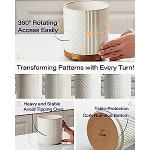 getstar 360° Rotating Kitchen Utensil Holder, Large Ceramic Cooking Utensil Holder for Kitchen Counter with Rotatable and Detachable Wooden Base