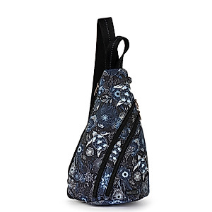 Sakroots Women's Go Sling Backpack in Nylon Eco Twill, Midnight Seascape, One Size