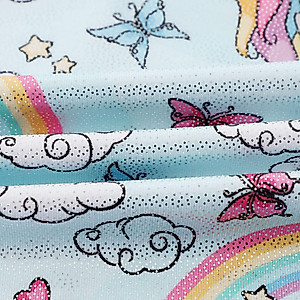 Long Sleeve Leotards for Girls Gymnastics Unicorn Butterfly Sky Blue 5t Size 5-6 Years 5/6 Dance Clothing Tumbling Outfits for Kids Shiny Horse