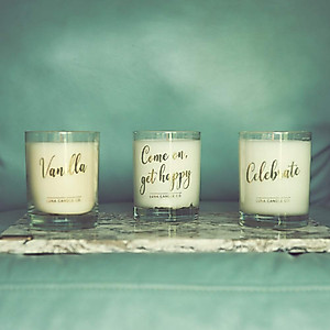 LUNA CANDLE CO. Natural Soy Vanilla Jar Candle, Elegant 11oz. Glass, Slow Burn Up to 110 Hours of Burn Time, Low Smoke, Fresh and Sweet Aromatherapy, Spa- Come On, Get Happy