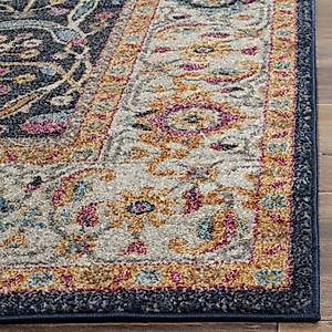 SAFAVIEH Madison Collection 9' x 12' Navy Cream MAD612D Oriental Non-Shedding Living Room Bedroom Dining Home Office Area Rug