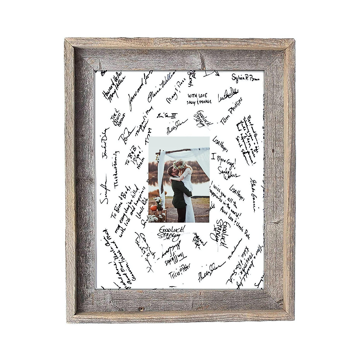 BarnwoodUSA 18x24 Wedding Guest Signature Frame | Displays 8x10 Photo with White Mat for Autographs | Wedding, Graduations, Birthday, Retirement |Commemorate Events with Guest Signatures & Messages