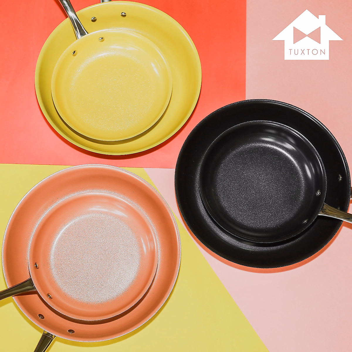 Non Stick Frying Pans Tuxton Concentrix 2pc Stainless Steel Pan Set - Stove & Oven Compatible 8 & 11in Ceramic Frying Pan with Riveted Handles Cobalt Blue