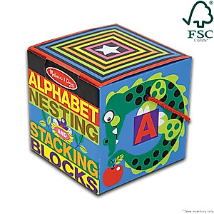 Melissa & Doug Deluxe 10-Piece Alphabet Nesting and Stacking Blocks - FSC Certified
