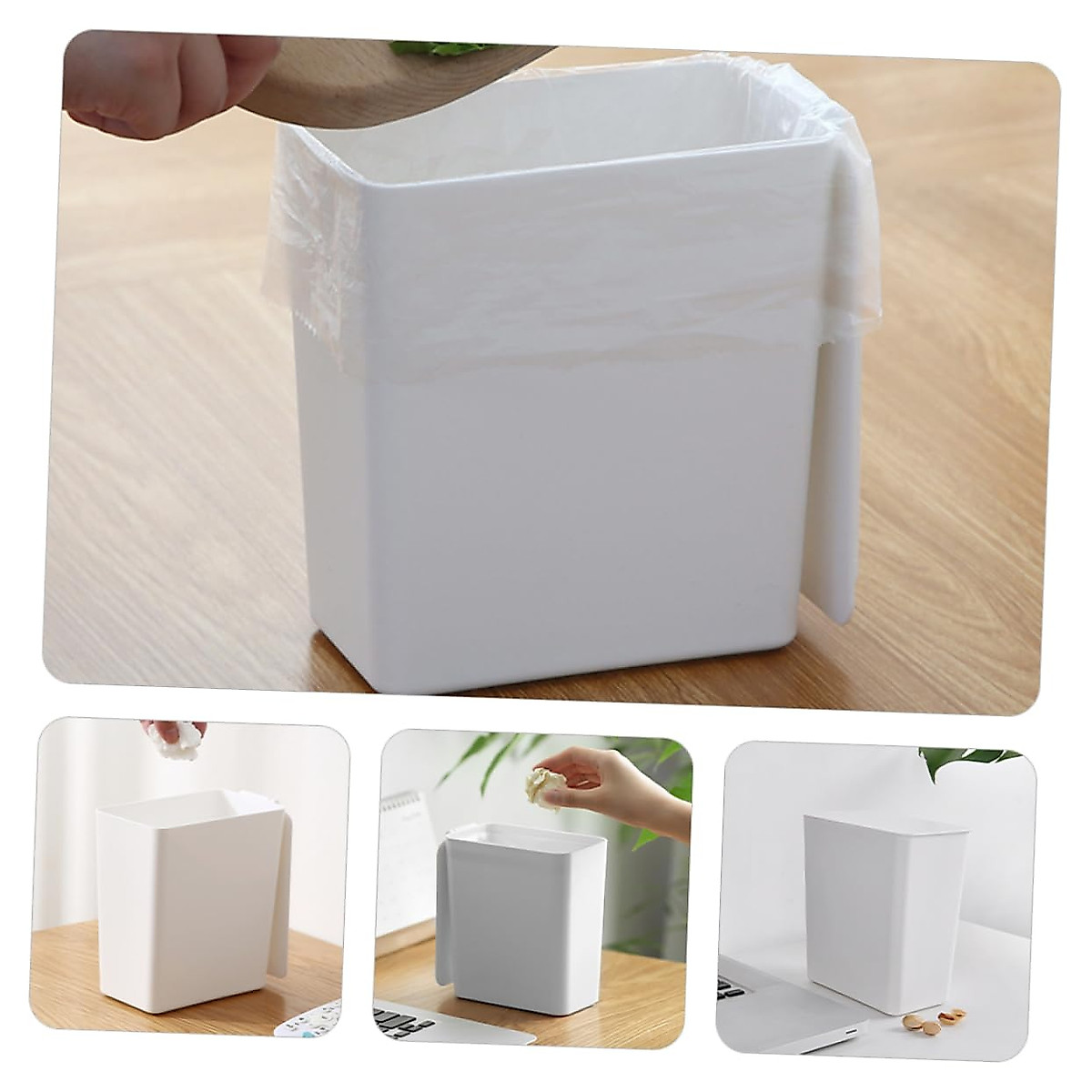 OFFSCH Garbage Container Bin Tiny Trash Can Tiny Desk Trash Can Slim Trash Can Garbage Bucket Waste Basket Garbage Can Kitchen Table Garbage Container Wastebasket Office Mini White Pp