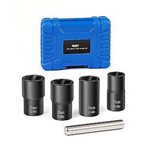 OMT Twist Socket Tool Set, 1/2" Drive 5pc Nut and Bolt Extractor Set, Rounded Bolt & Stripped Lug Nut Remover Tool Kit