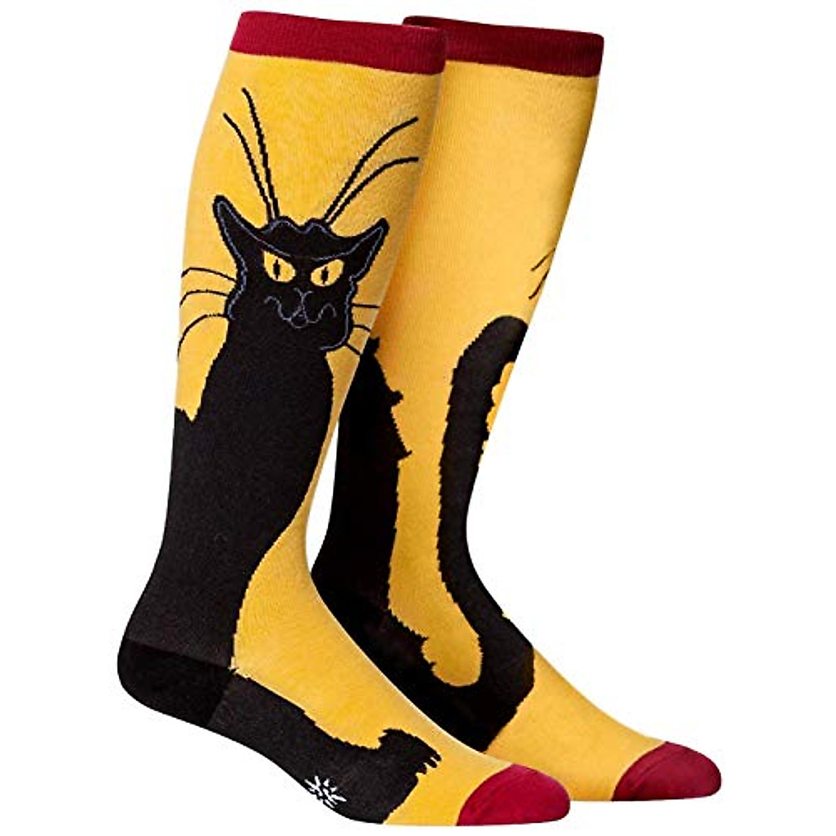 Sock It To Me Wide Calf Stretch Chat Noir Cat Knee High Socks