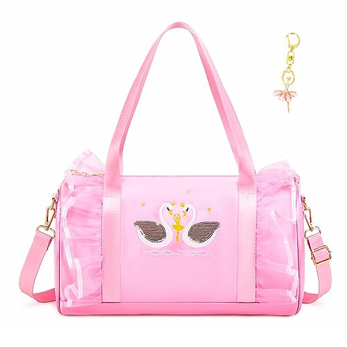 Dorlubel Cute Ballet Dance Bag Tutu Dress Bag with Key Chain for Girls (Pink of Swan)