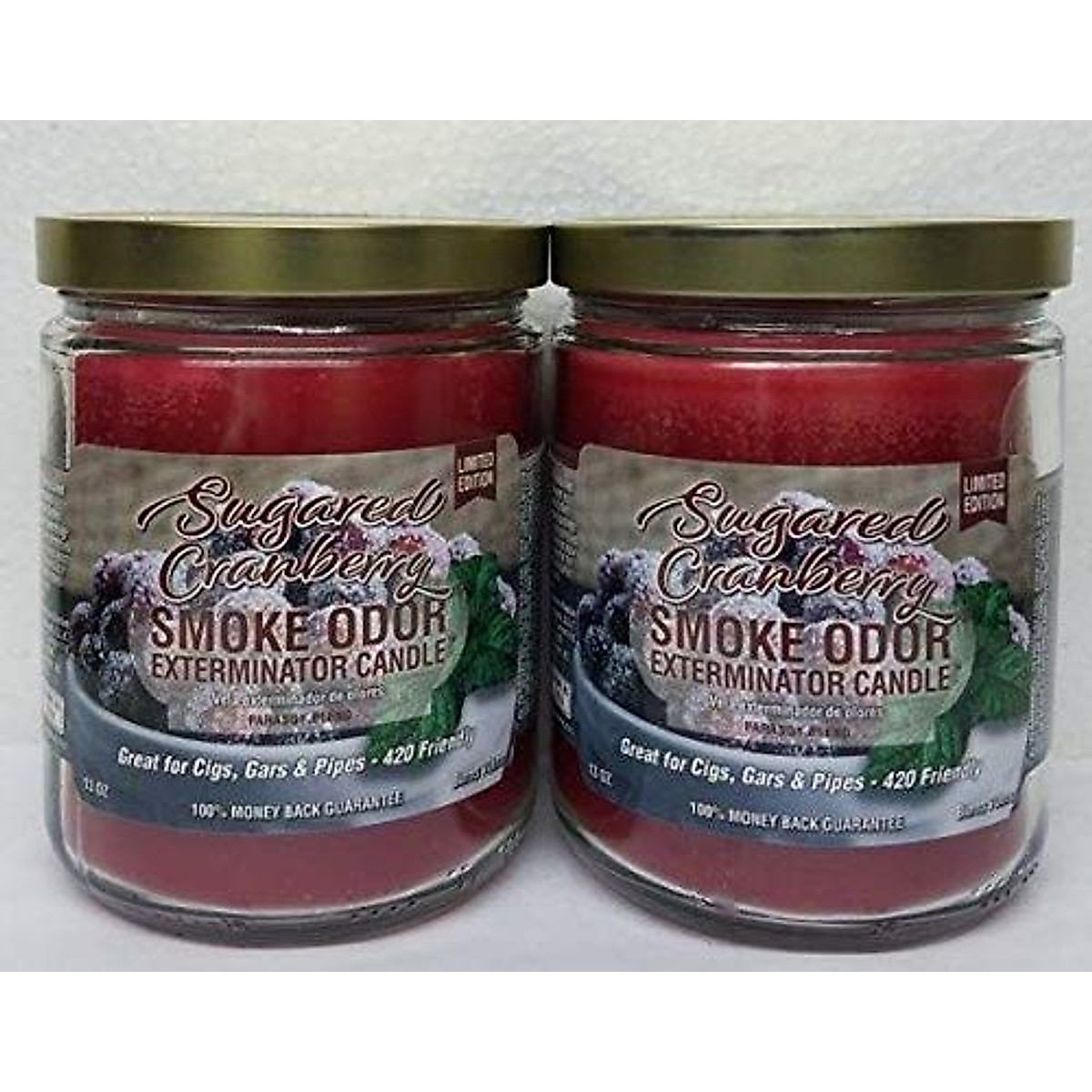 Smoke Odor Exterminator 13oz Jar Candles (Sugared Cranberry, 2)