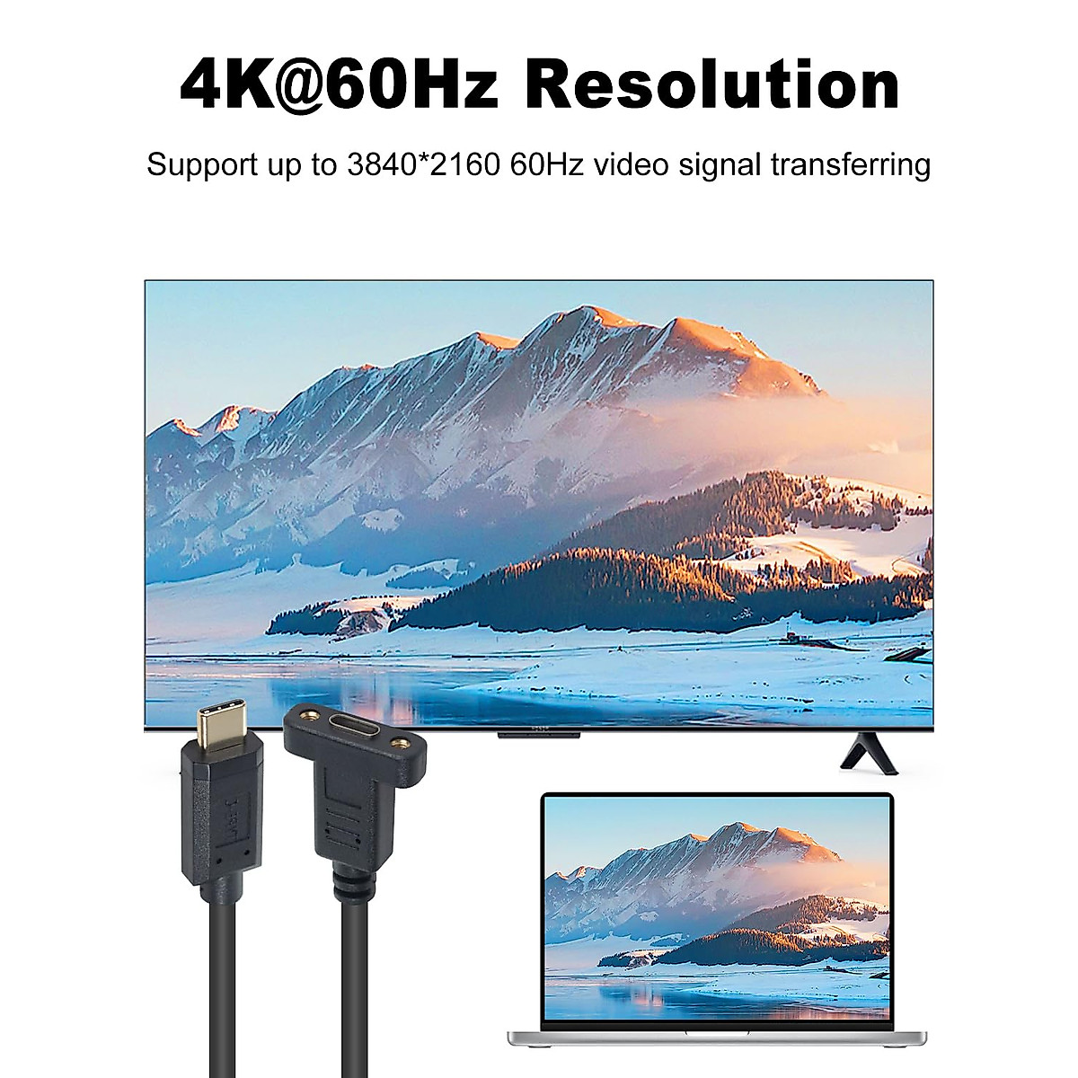 Poyiccot USB 3.1 Type C Extension Cable, USB C Extension Cable Short, USB C Panel Mount 10Gbps 60W USB C Extender Cable for Data & Sync (Straight USB C Male to Female), 1ft/30cm