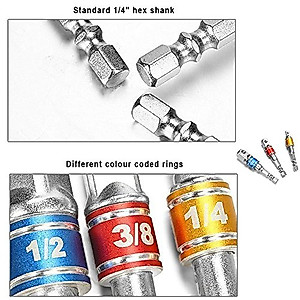 Impact Grade Socket Adapter/Extension Set Turns Power Drill Into High Speed Nut Driver,1/4-Inch Hex Shank to Drive for Adapters to Use with Drill Chucks, Sizes 1/4" 3/8" 1/2", Cr-V, 3-Piece