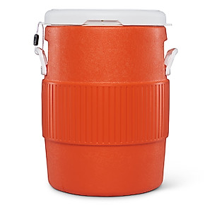 Igloo 10 Gallon Seat Top Water Jug With Cup Dispenser , Orange/White