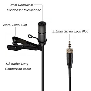 XGWTH Lavalier Microphone Omnidirectional Condenser Lapel Mic Compatible with Sennheiser Wireless System Transmitter Bodypack 3.5mm Stereo Female Screw Plug with Clip & Cap