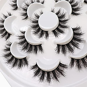 Veleasha 5D Faux Mink Lashes Handmade Luxurious Volume Fluffy Natural False Eyelashes 7 Pairs (City Girl)