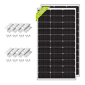 Newpowa 100 Watt Monocrystalline 100W 12V Solar Panel High Efficiency Mono Module RV Marine Boat Off Grid(2pcs+Z Bracket)