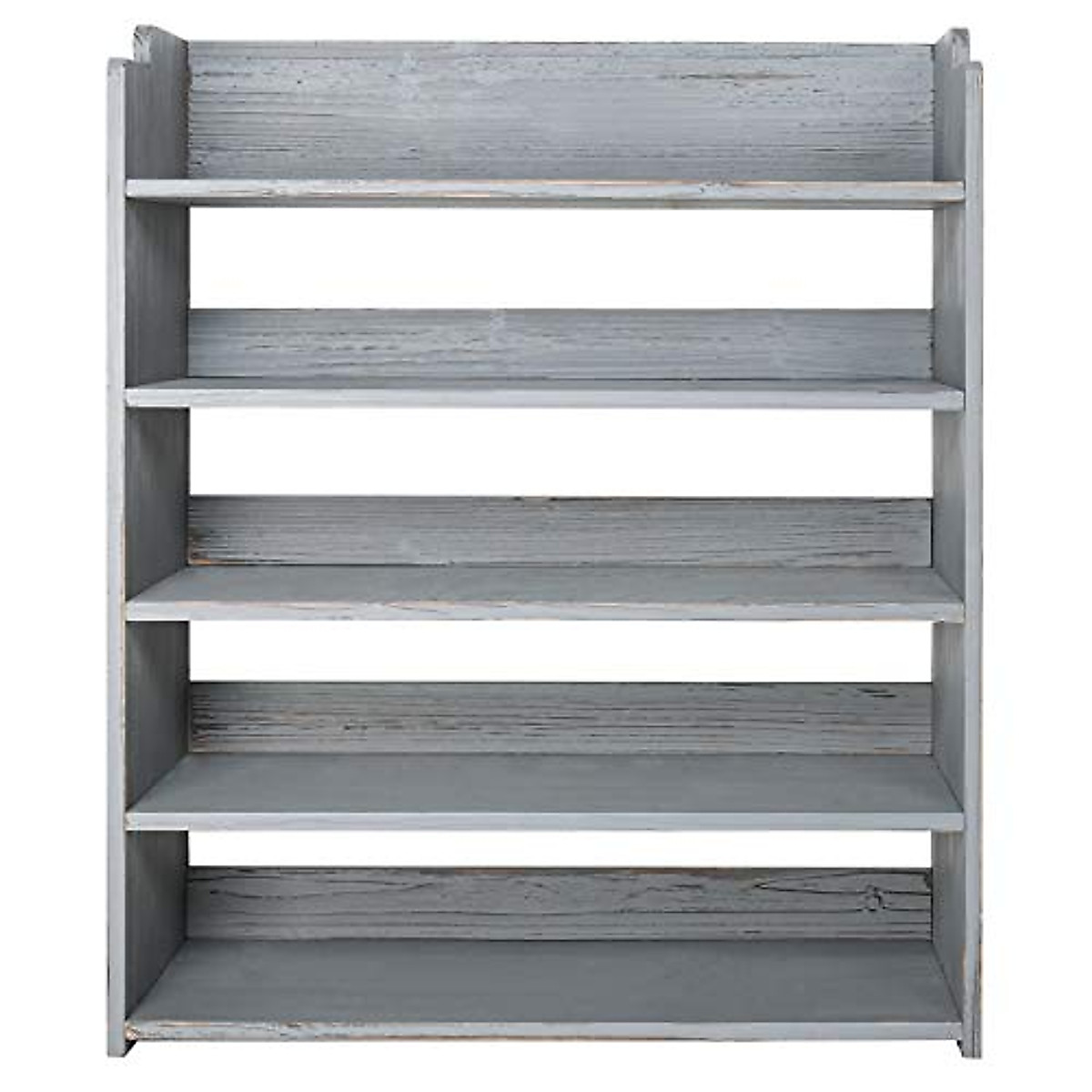 MyGift 5 Tier Rustic Gray Wood Entryway Shoe Rack Storage Shelves, Closet Organizer Shelf