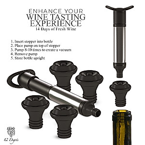 12 Degrés Wine Chiller Set - Perfect Wine Gifts for Women & Men - Stainless Steel Insulated Wine Cooler with Wine Pump, Aerator & 4 Stoppers (White Matte)